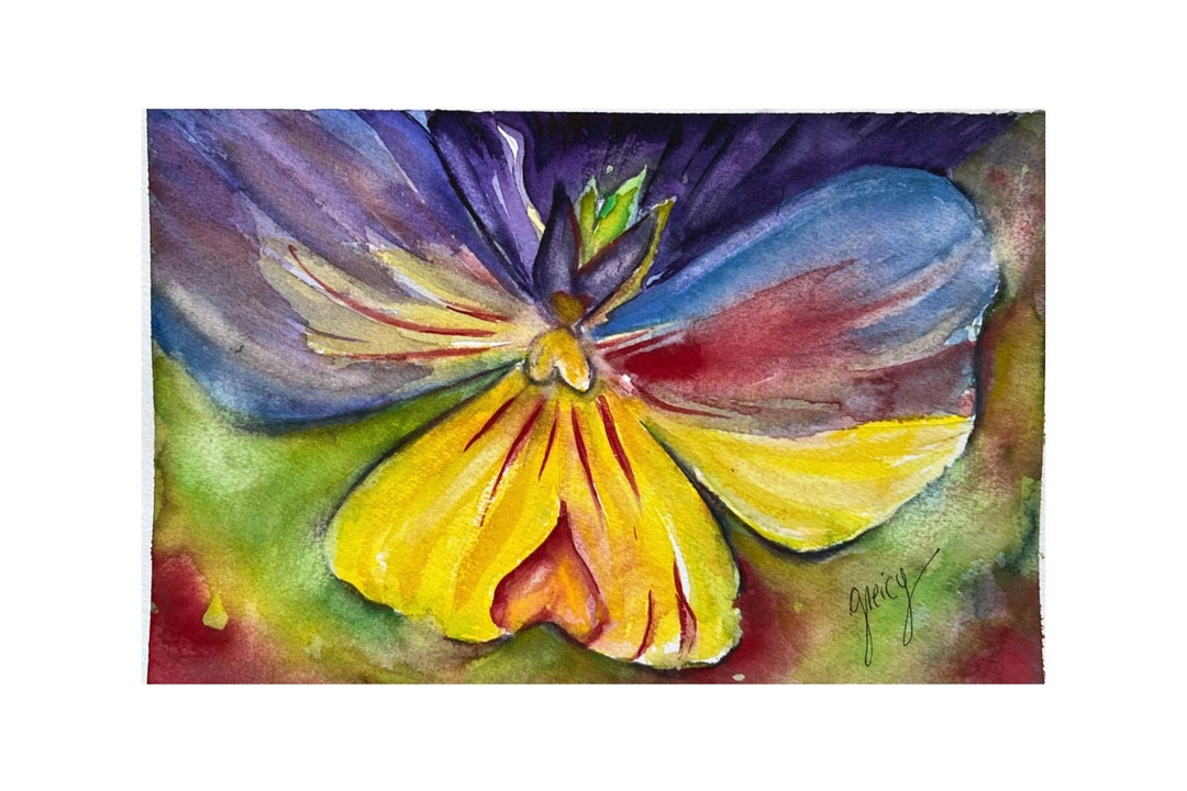 Pansy Art, Hand Painted Pansy Painting Original Watercolor Flower ...