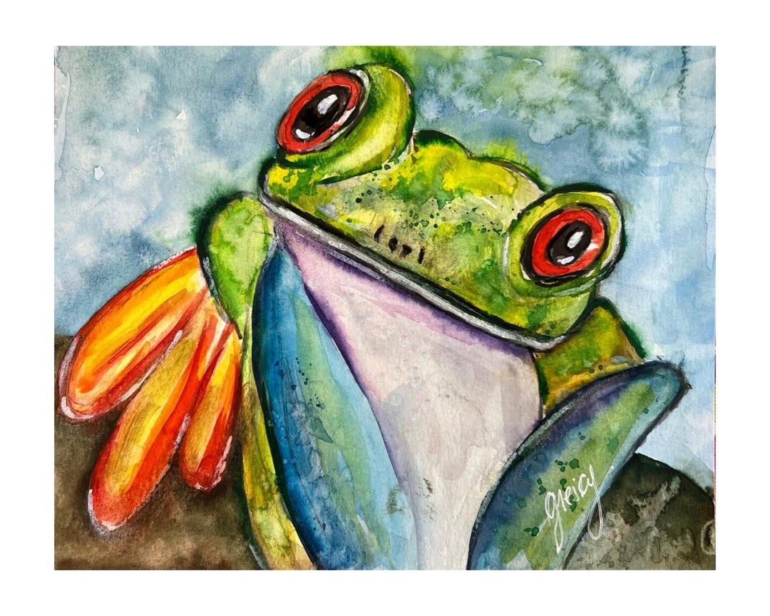 Frog Painting Original, Watercolor Original Painting, Not a Print, Tree ...