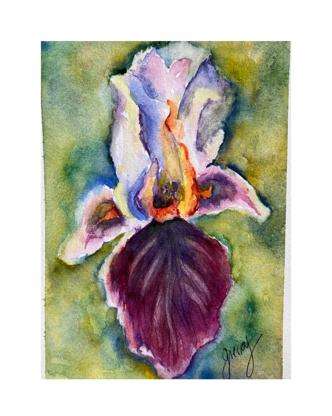 Hand Painted Iris Painting, Original Watercolor Painting, Iris Wall Art ...