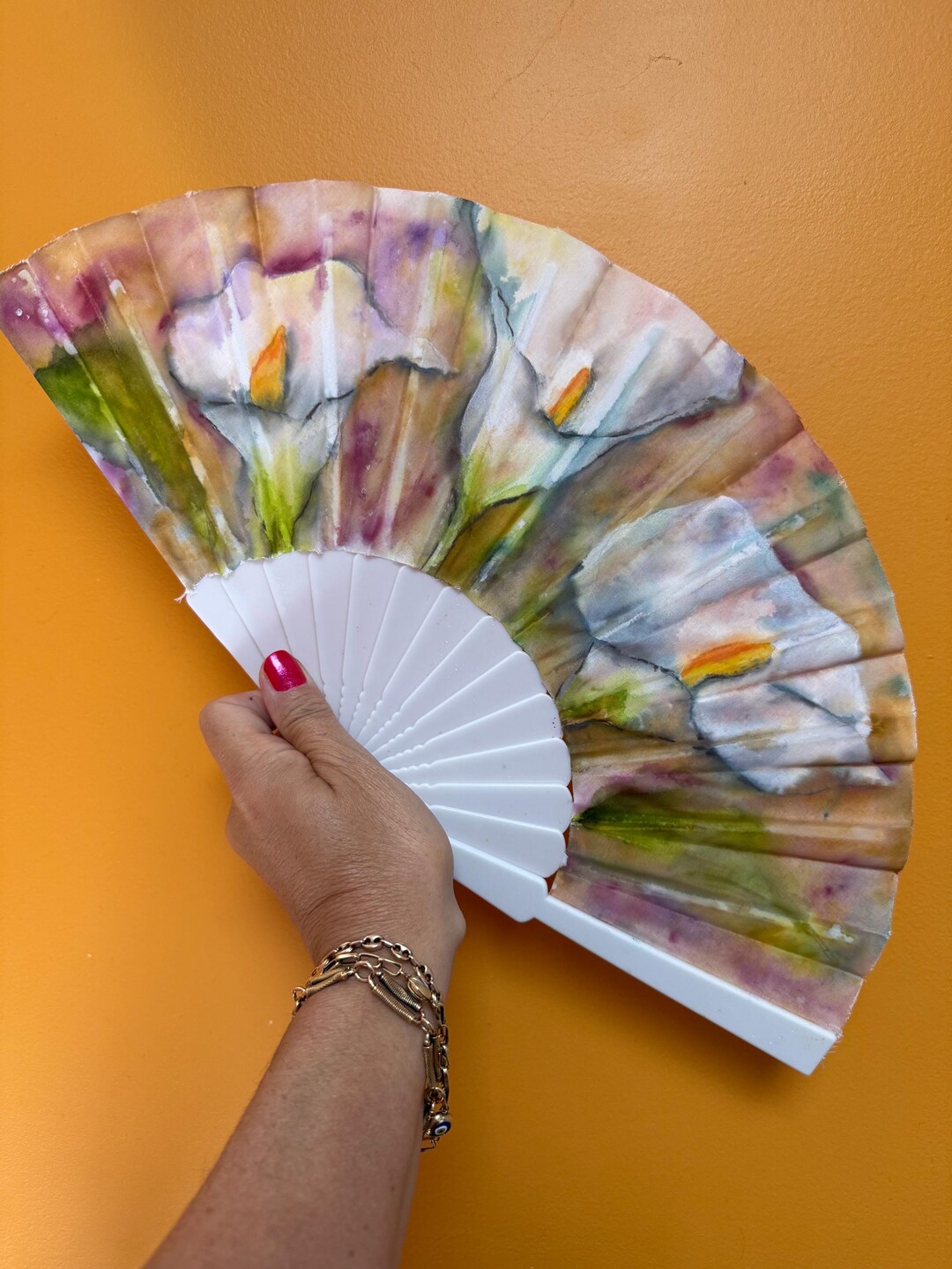 Calla Lily Folding Fan, Floral Hand Fan - Hand Painted Hand Fans ...