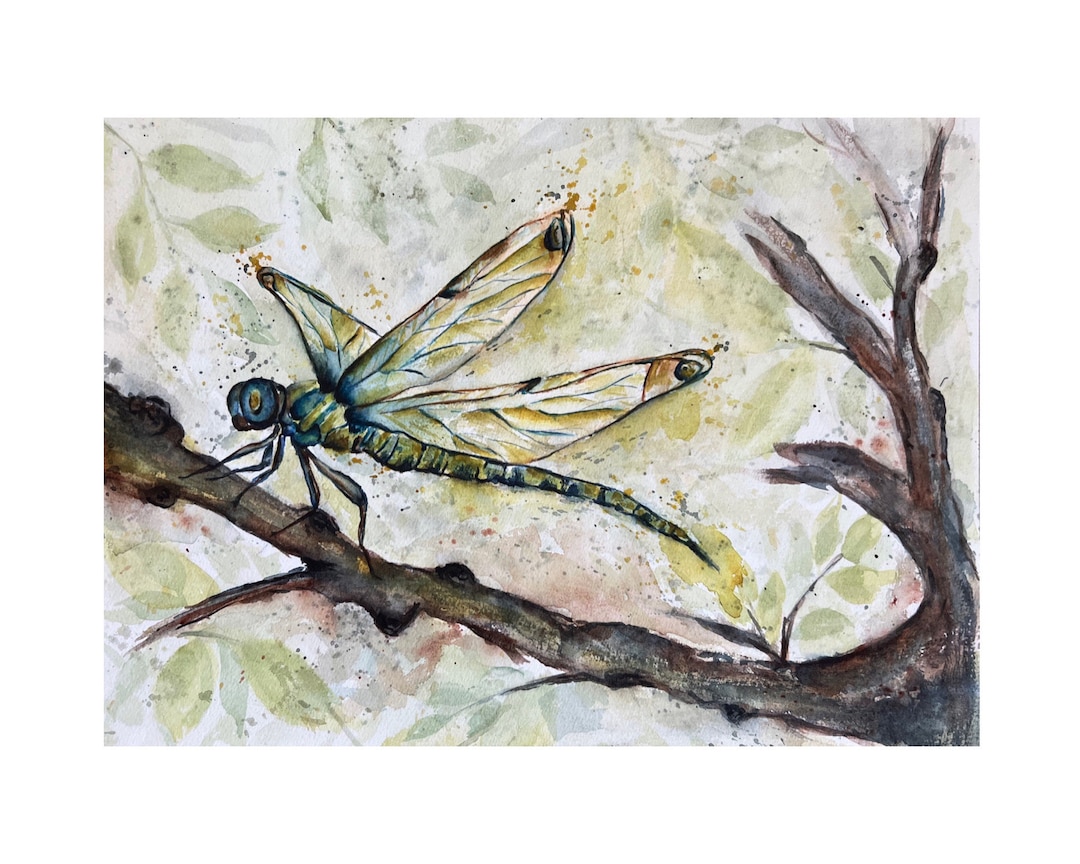 Dragonflies Art - Dragonfly Watercolor, Hand Painted Dragonfly Gifts, Dragonfly Wall Art ...