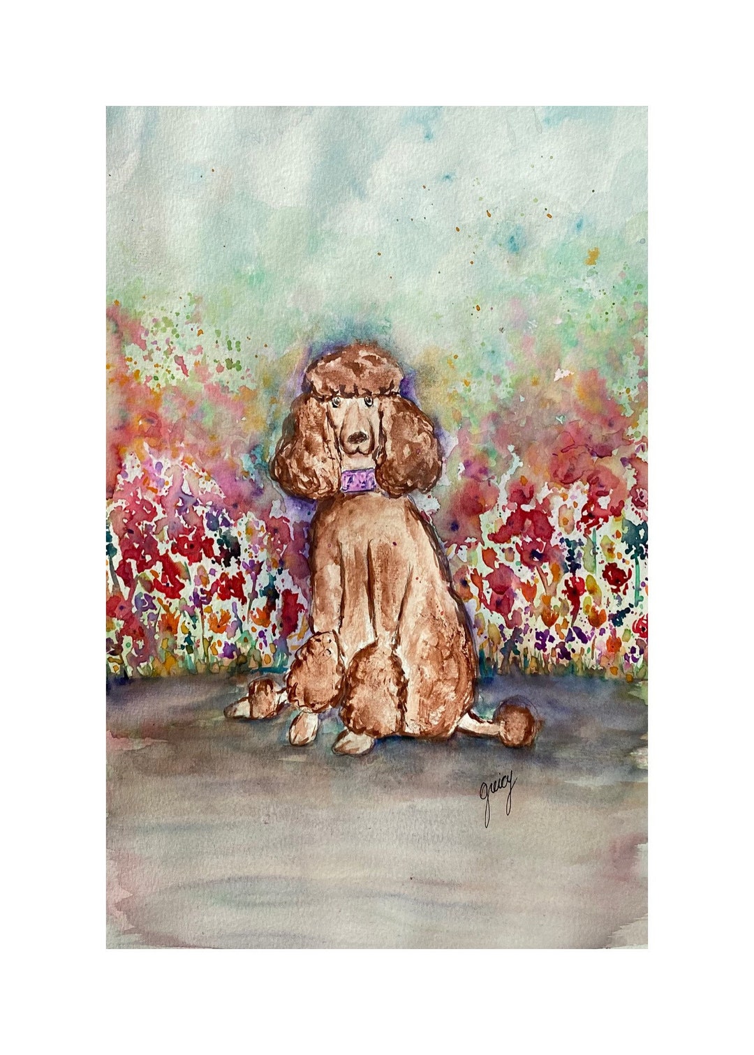 Standard Poodle Painting - Poodle Wall Art Original Watercolor Painting ...