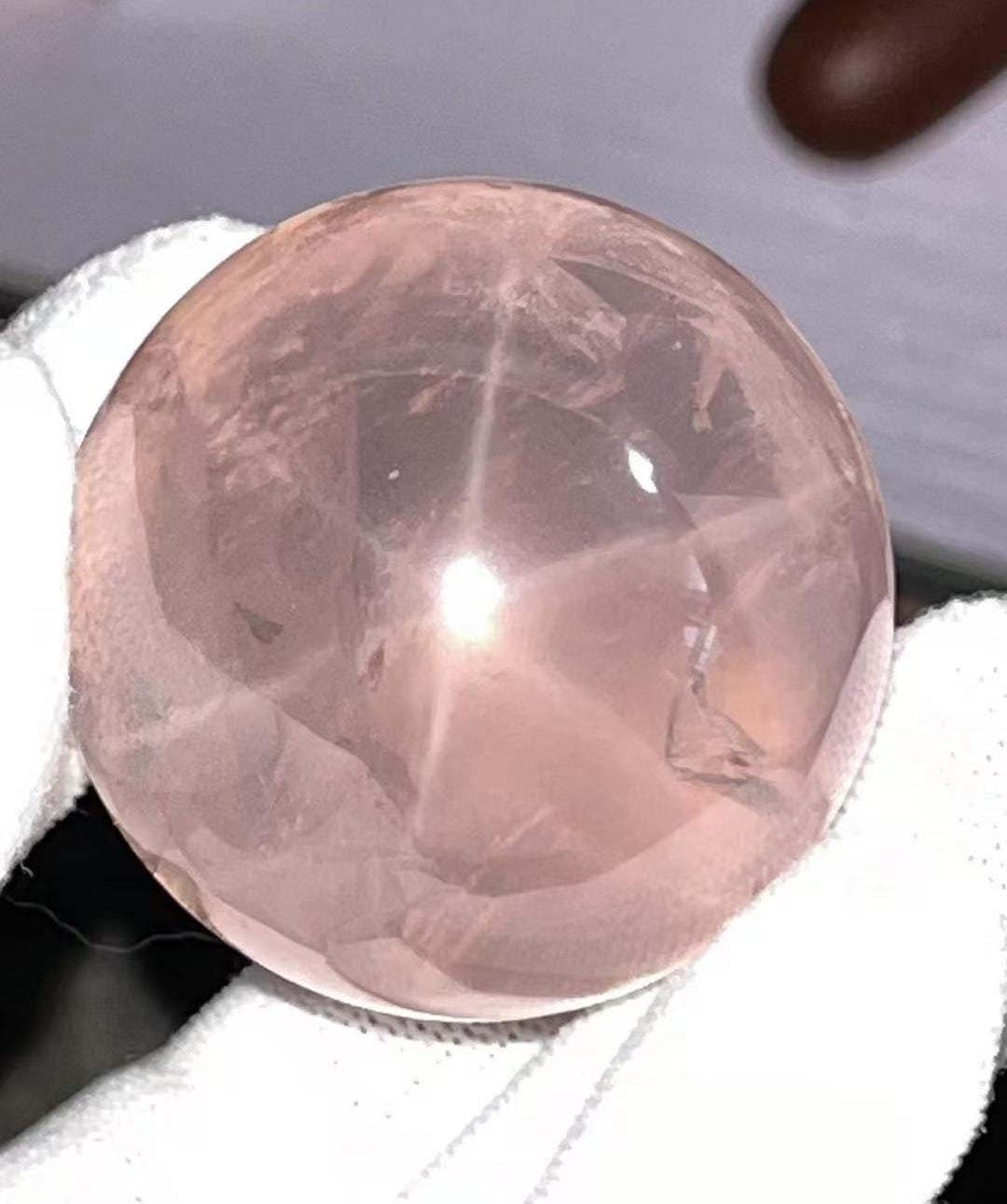 1.57”natural Rose Quartz Starlight Ball,six Rays of Light Reflected ...