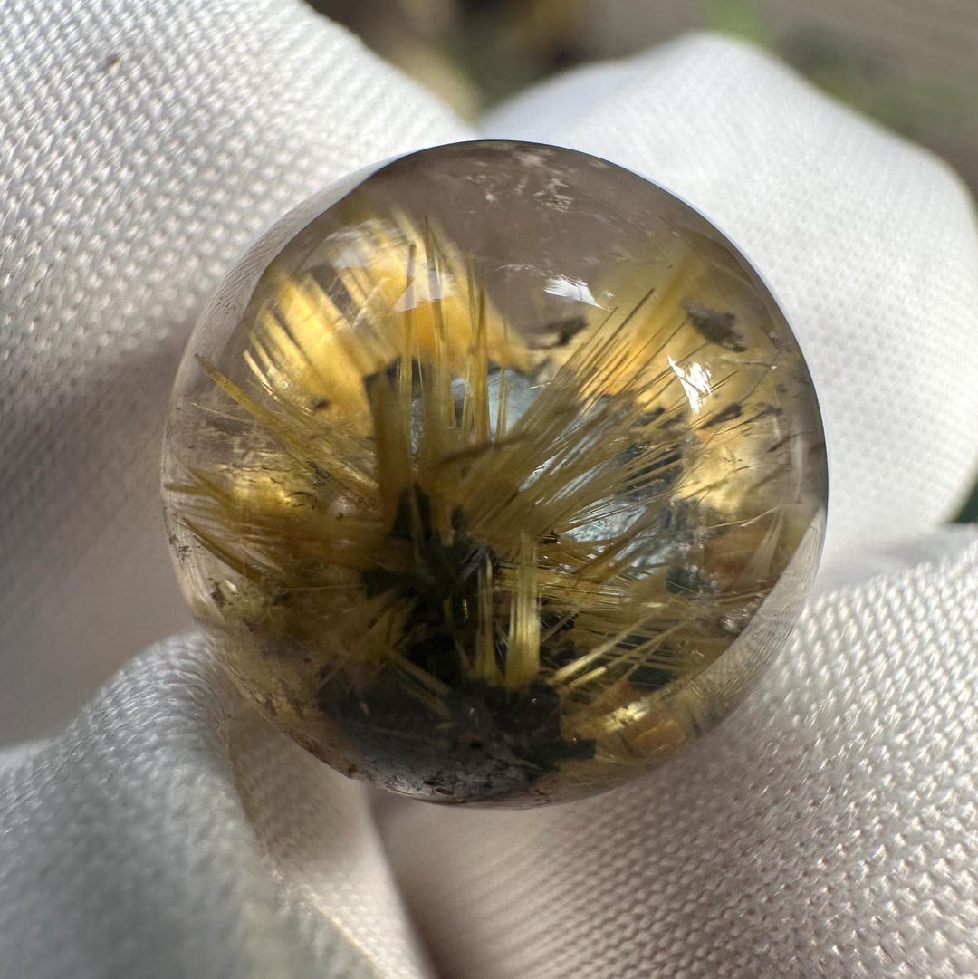 12.8mm Golden Star Rutile Quartz Bead,natural Golden Needle Included ...