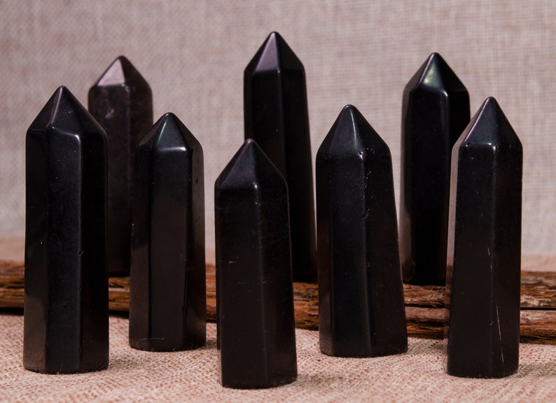 Tumbled Black Obsidian Quartz TowerPolished Black Obsidian | Etsy