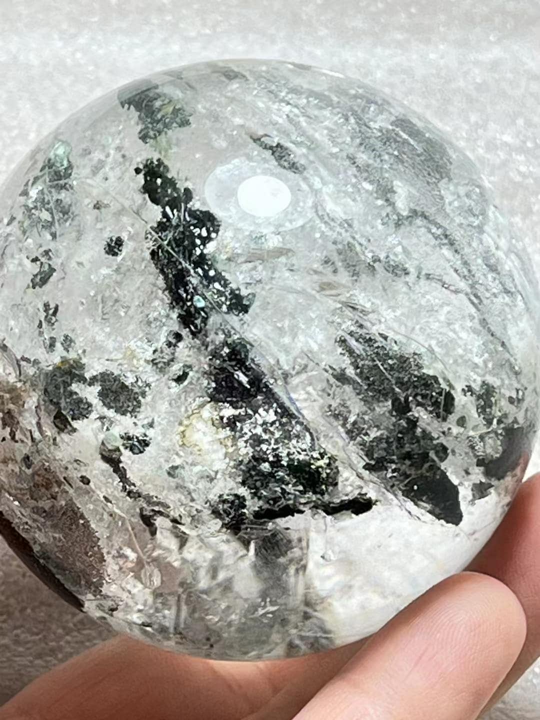 2.56natural Big Crystal Ball With Inlcusions of Reflective Green Micas ...