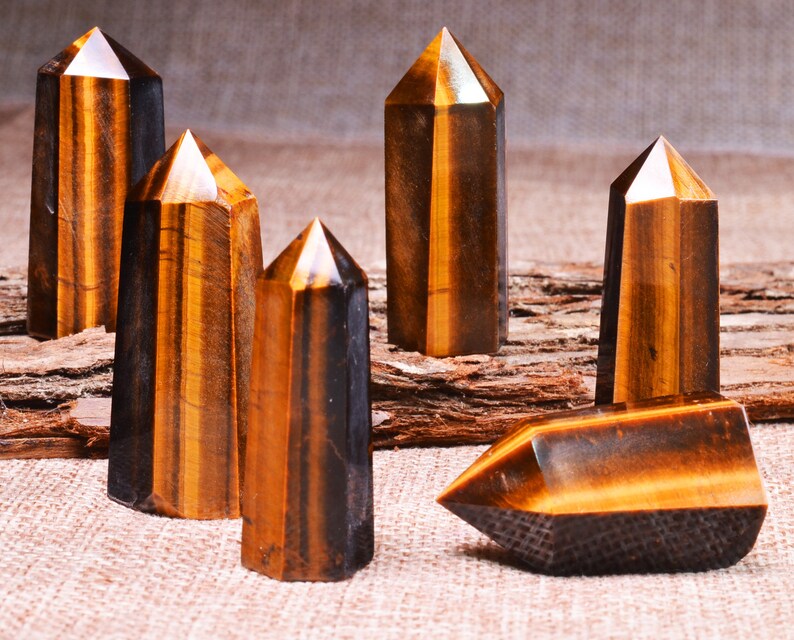 Tiger Eyes Quartz Towertiger Eye Crystal Quartz Pointhealing - Etsy