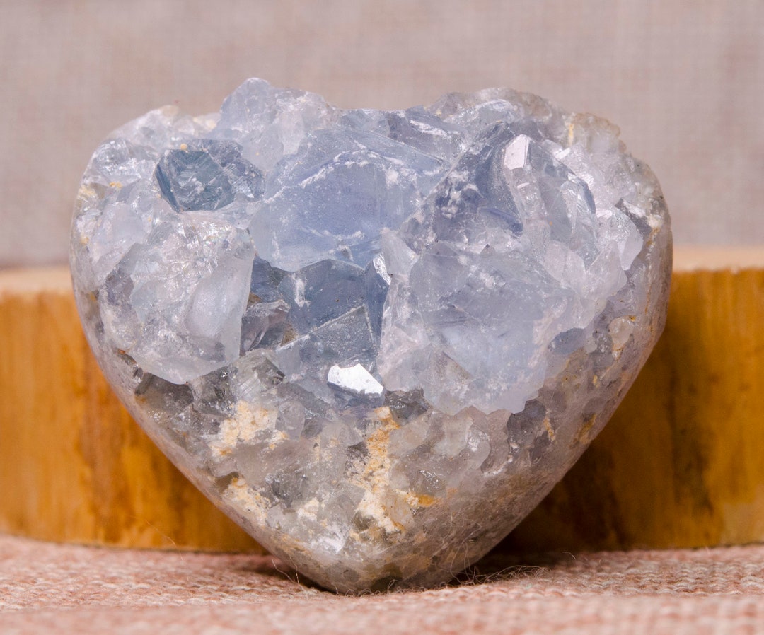 102g Celestite Heart Geodeblue Celestite Heartcelestite - Etsy