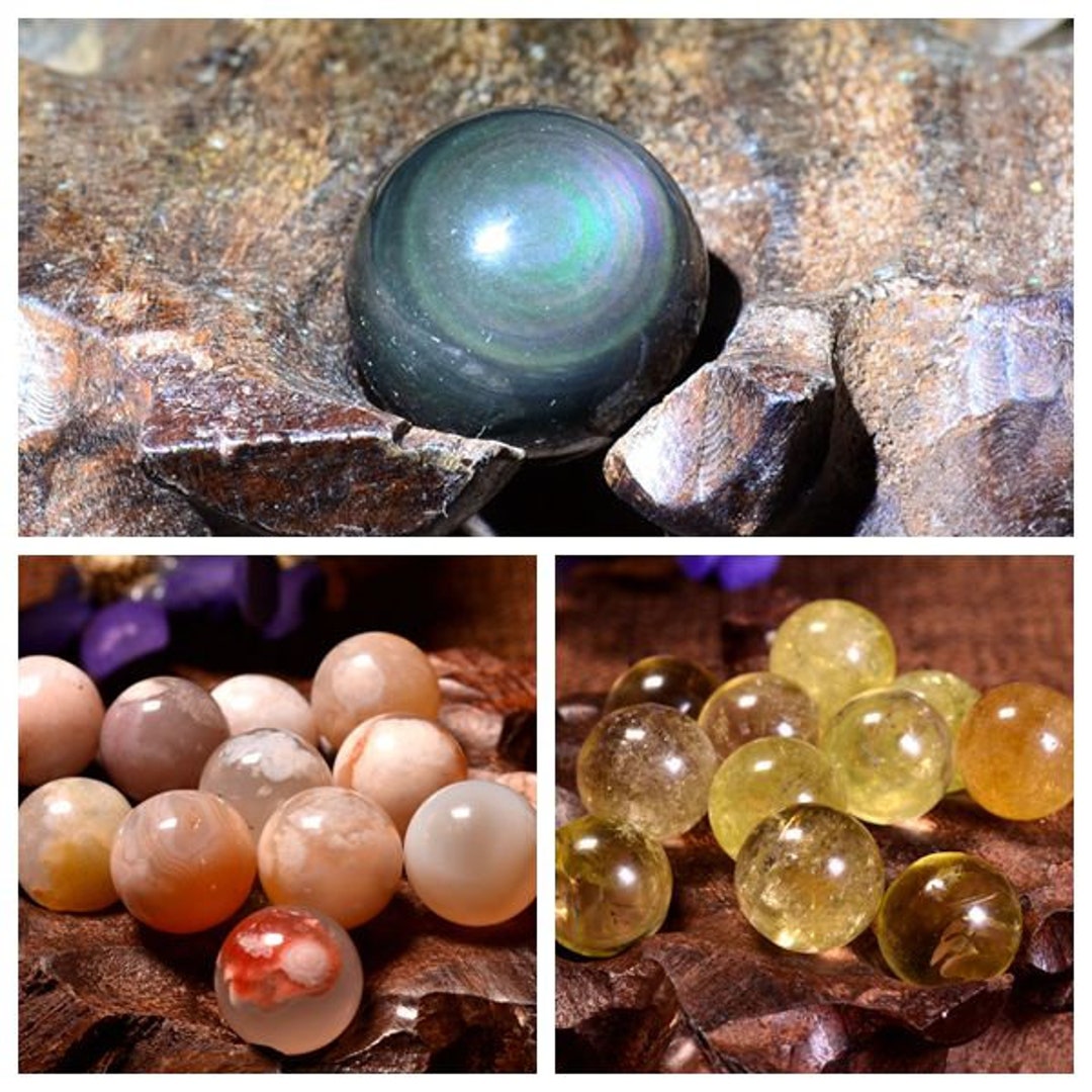 Three Kinds of Natural Crystal Balls, Small Spheres, Citrine, Rainbow ...