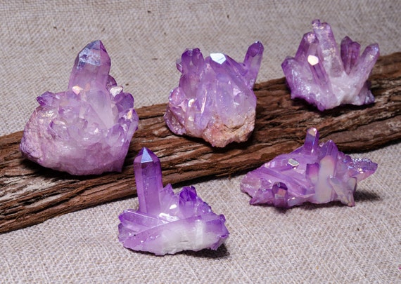 Light Purple Aura Quartz Clustertitanium Mineral Crystal | Etsy