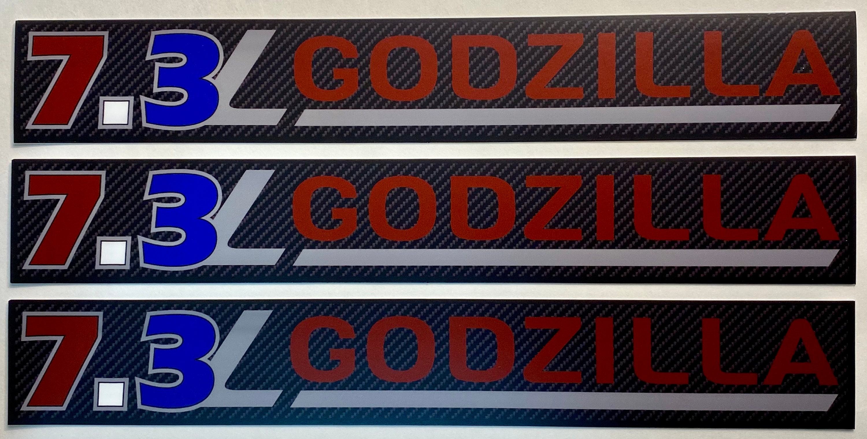 3 Godzilla 7.3 L ...badge..emblem.. Sticker.....fits Ford F250 TREMOR ...