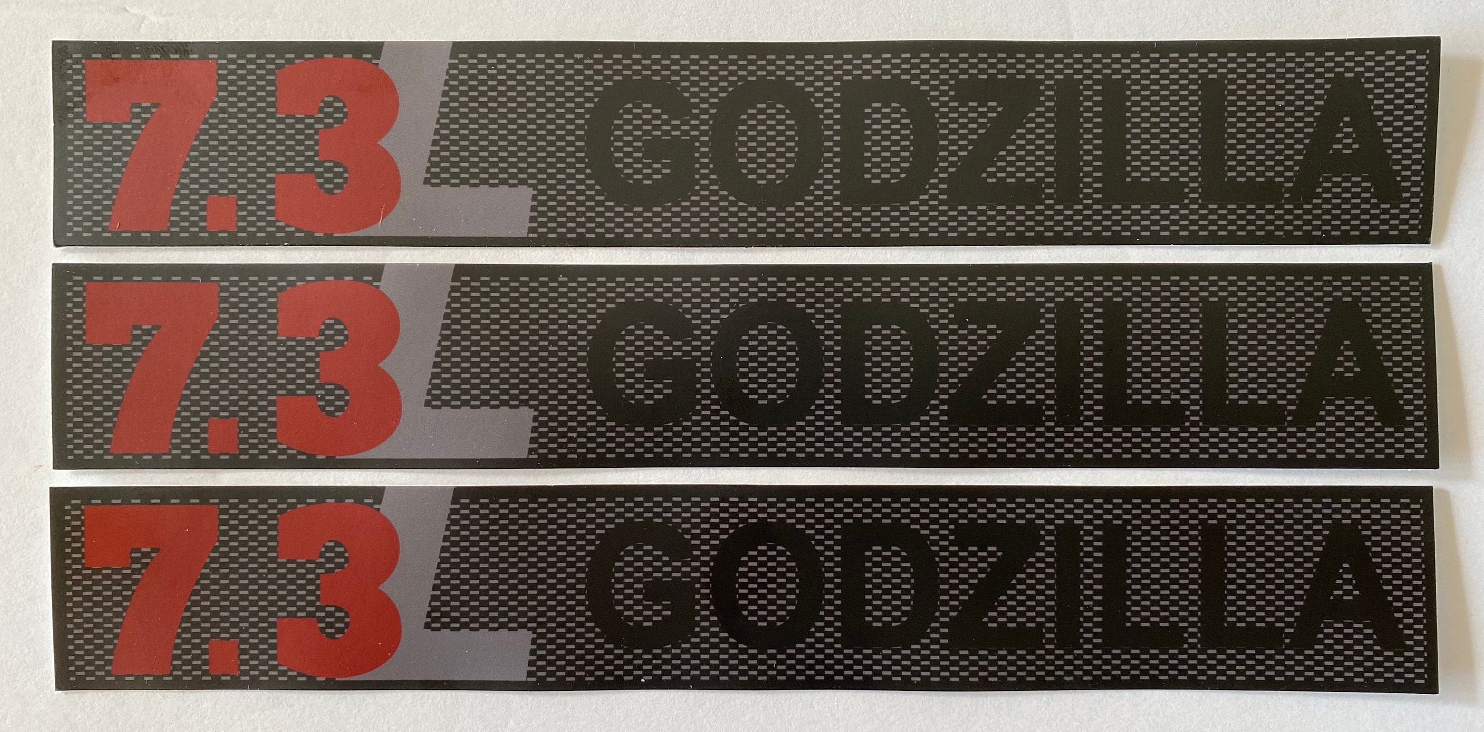 3 Godzilla 7.3 L ....truck Decal Stickers.....fits Ford F250 & F350 ...