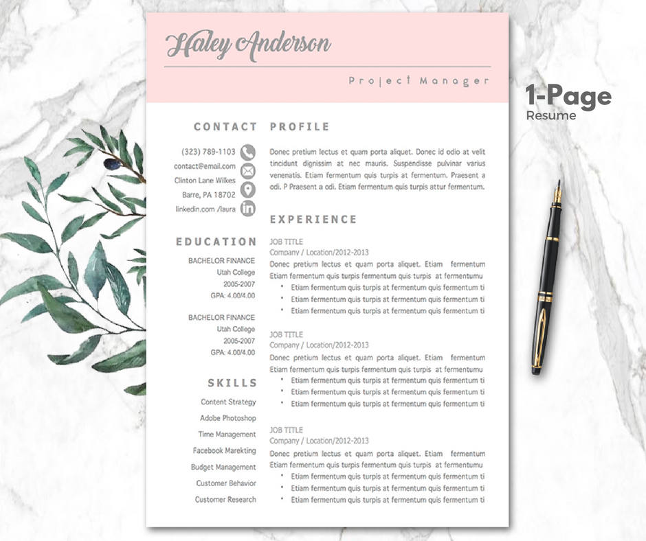 Modern CV Template Word Cv Templates Mac Pc Cv-malli - Etsy