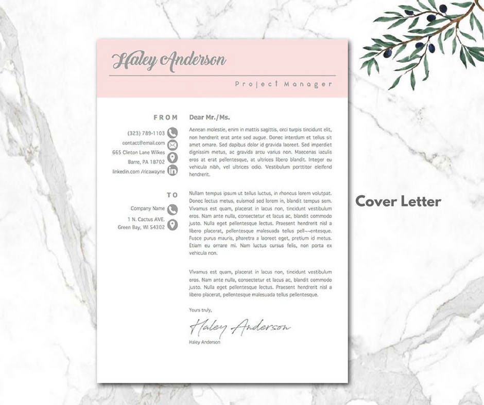 Modern CV Template Word Cv Templates Mac Pc Cv-malli - Etsy