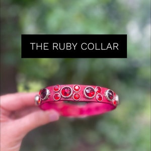 Ruby Red Leather Dog Collar With Red Leather and Red Rhinestone Crystal ...