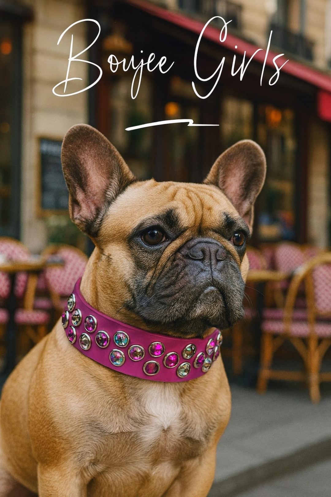 Custom Pink Leather Dog Collar, Rhinestone Studded, "boujee Girls ...