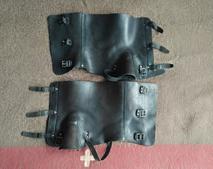 SWISS ARMY GAITERS, Swiss Military Gaiters, Black Leather Gaiters, Army ...