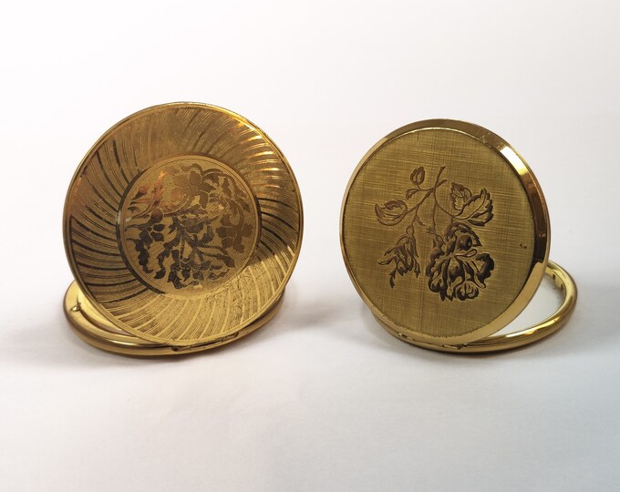 Vintage Gold Tone Stratton Compact With Rose, Floral Compact Stratton ...
