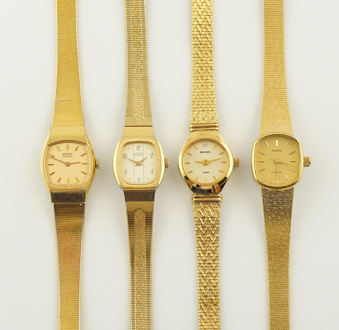 Vintage Women's Seiko Watch, Casio rectangular gold colored womens ...