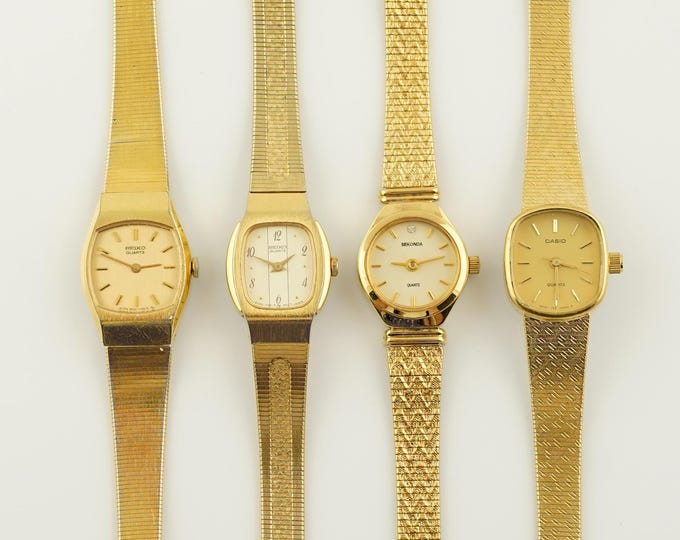 Vintage Women's Seiko Watch, Casio Rectangular Gold Colored Womens ...