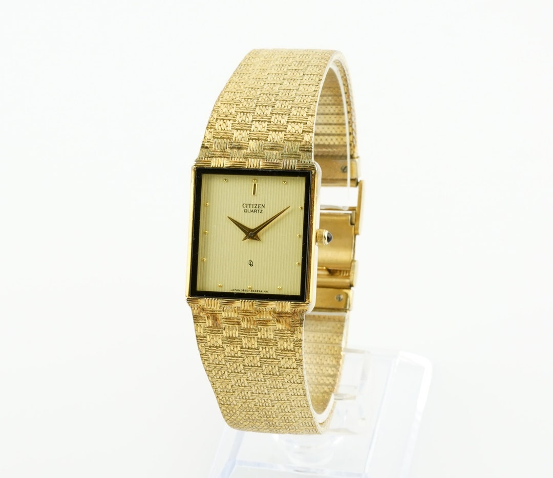 Vintage Women's Citizen Watch, Gold Tone Watch, Wide Square Wristwatch ...