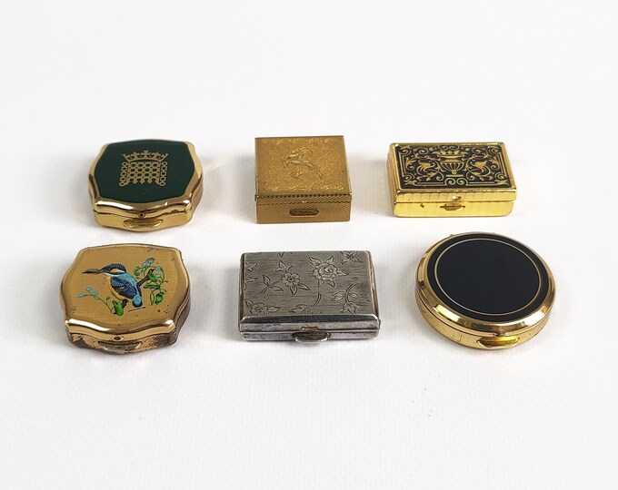 Vintage Pills Boxes With Lid of a Gold Metal, Vintage Copper-based Pill ...