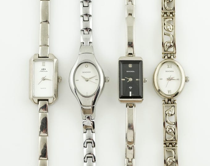 Vintage Women's Silver Watch, Sekonda Rectangular Womens Wristwatch ...