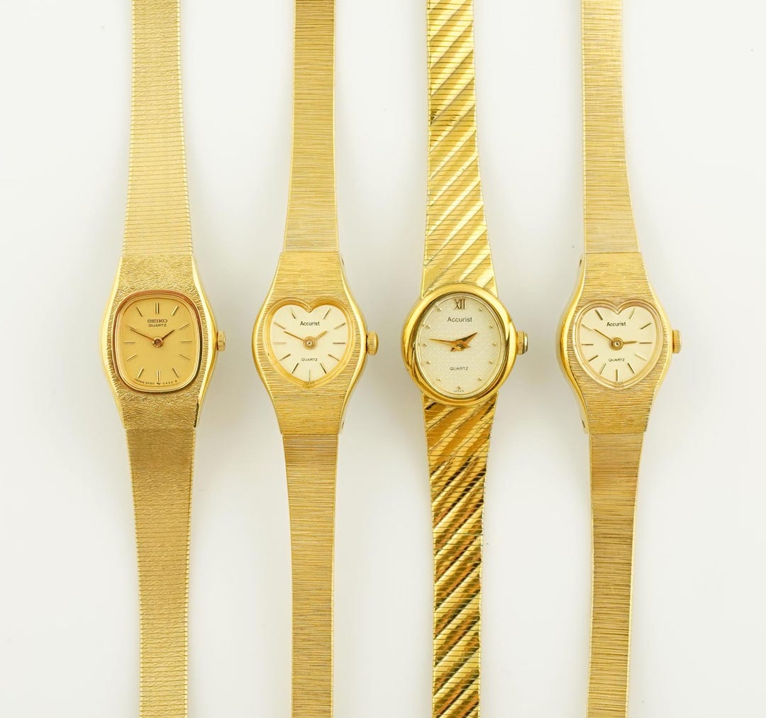 Vintage Women's Seiko Watch, Accurist Gold Colored Womens Watch, Heart ...