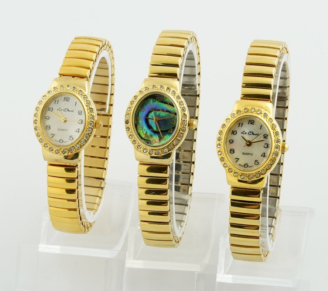 Vintage Le Chat Watch, Gold Cocktail Wristwatch With Mother of Pearl ...