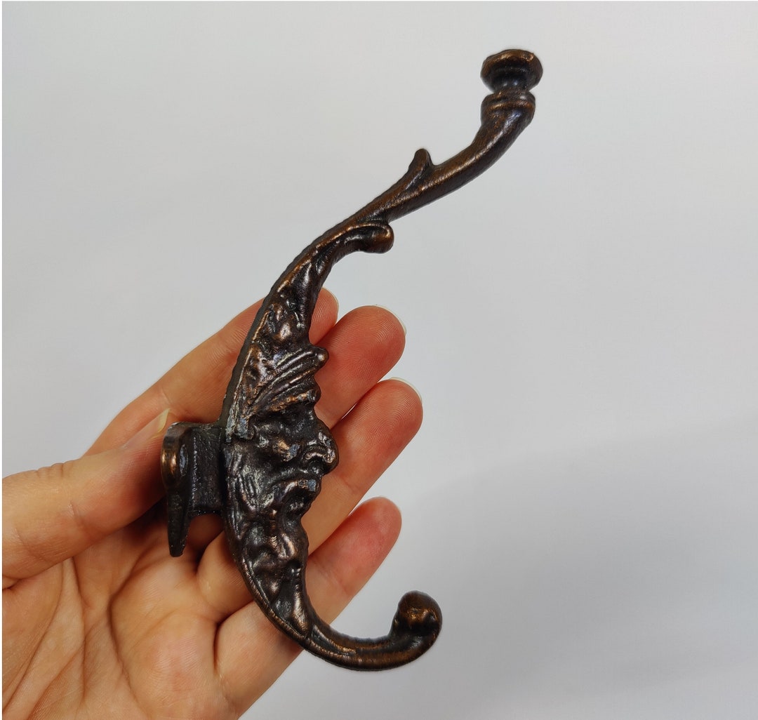 Vintage Metal Clothes Hooks, Moon Face Clothes Hanger, Rustic Hat ...