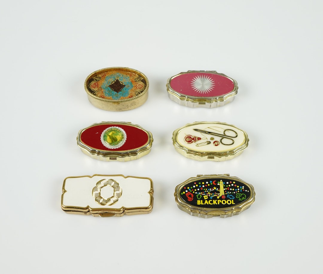 Vintage Pills Boxes With Lid of a Gold Metal, Vintage Copper-based Pill ...