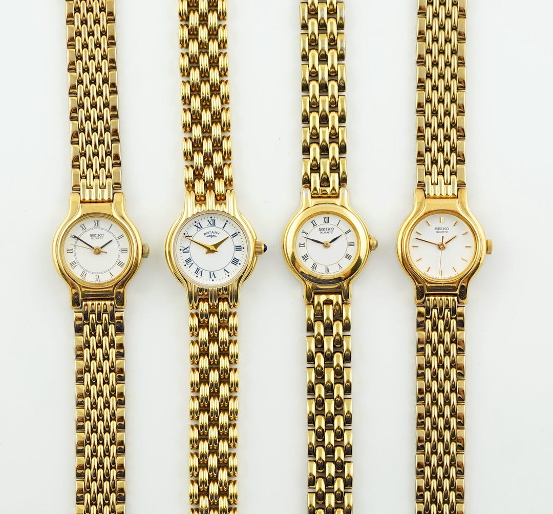 Vintage Women's Seiko Watch, Rotary Round Gold Colored Womens Watch ...