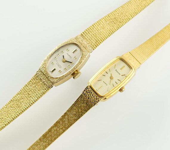 Vintage Women's Accurist Watch, Seiko thin gold color… - Gem