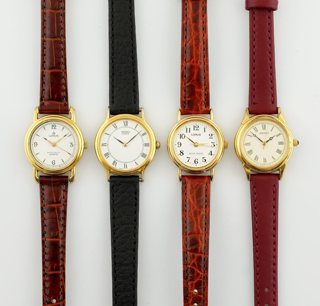 Vintage Women's Lorus Watch, Seiko Leather Strap Womens Watch, Round ...