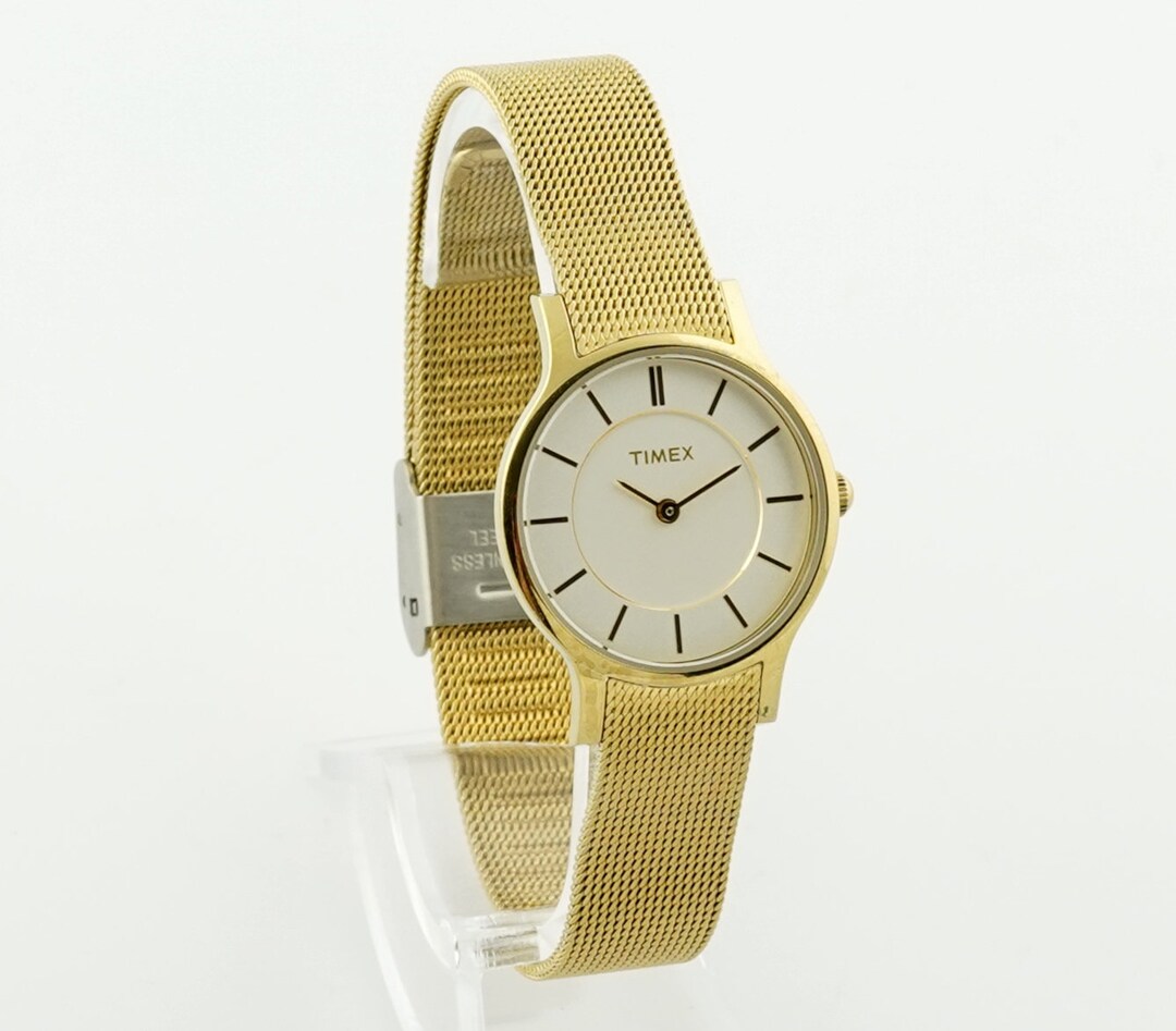 Vintage Timex Watch, Gold Tone Watch, Water Resistant 30m, Stainless ...