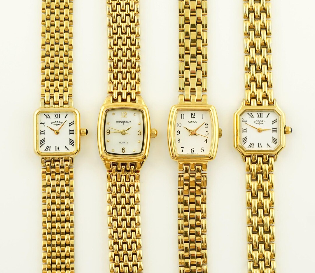 Vintage Gold Plated Women's Watch, Lorus, Rotary Rectangular Case ...