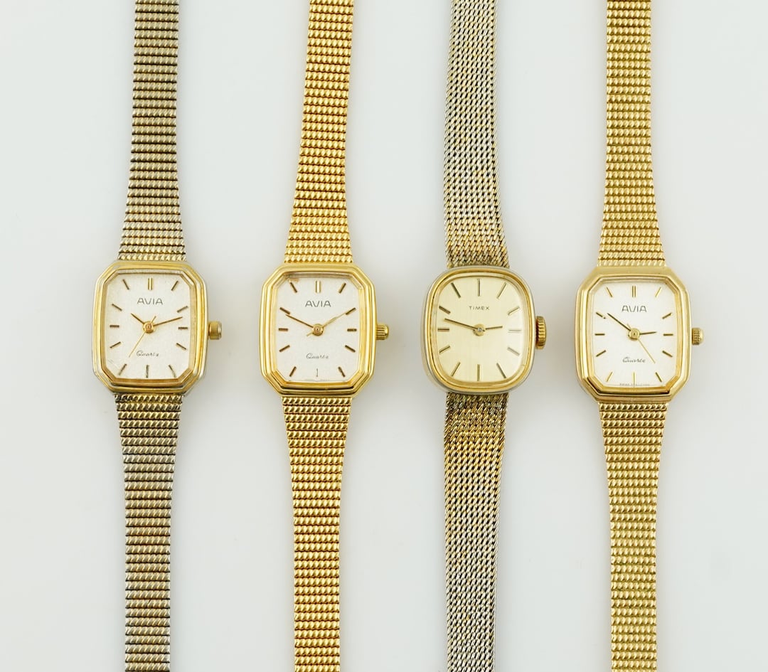 Vintage Women's Avia Watch, Timex Gold Colored Womens Wrist Watch, Thin ...