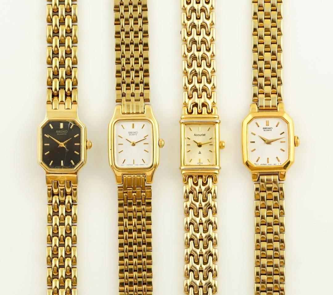 Vintage Seiko Watch, Women's Accurist Gold Colored Watch, Thin Ladies ...