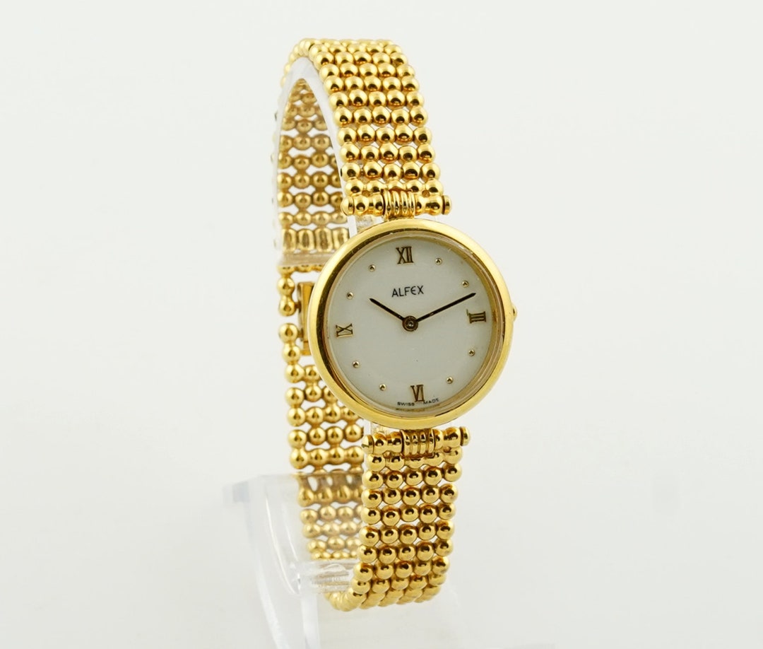 Vintage Women's Alfex Watch, Gold Tone Watch, Swiss Made Wristwatch, Quartz Watch, Gift for Her ...