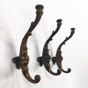 Vintage Metal Clothes Hooks, Moon Face Clothes Hanger, Rustic Hat ...