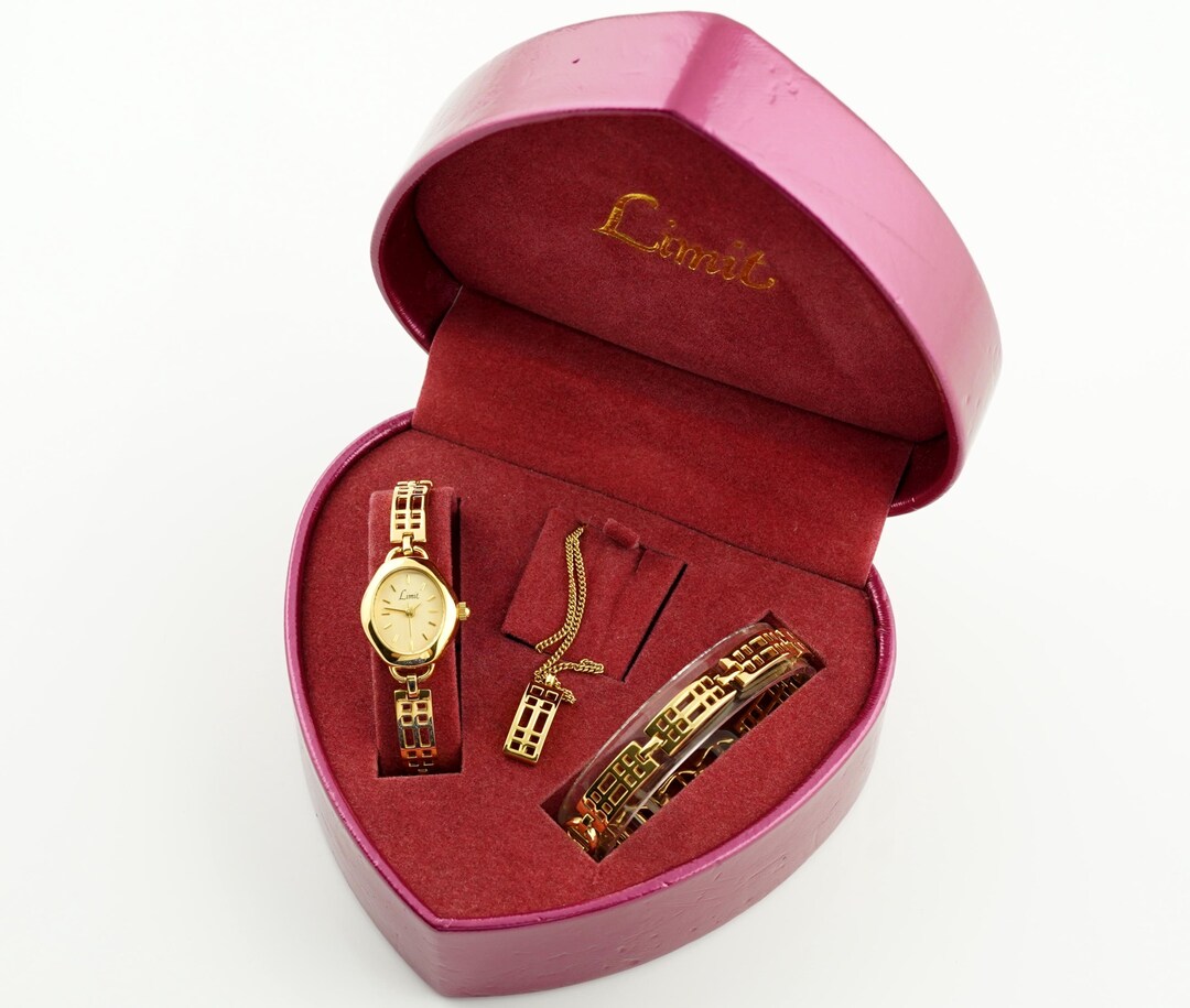 Vintage Limit Ladies Watch, Gold Tone, Oval Case, Double Bracelet ...