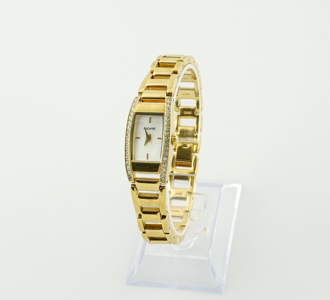 Vintage Women's Accurist Watch, Women's Gems Watch, Mother-of-pearl ...