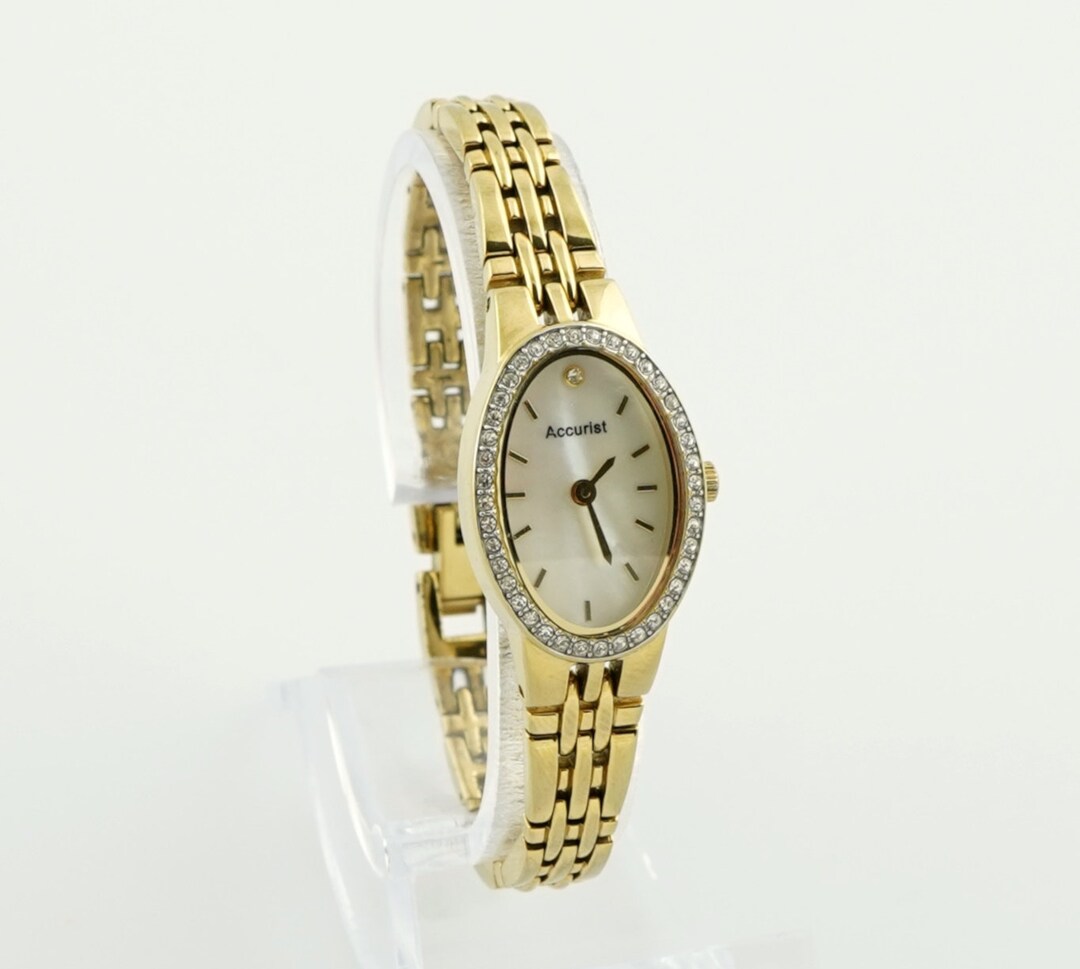 Vintage Women's Accurist Watch, Mother-of-pearl Watch, Women's Gems ...