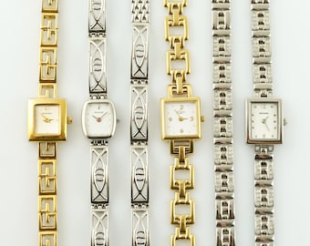 Retro Gold Tone Womens Watch Aviva Ladies Cocktail Watch Small Dainty ...