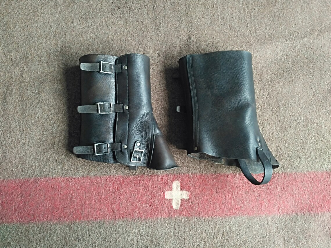 SWISS ARMY GAITERS Swiss Military Gaiters Black Leather | Etsy