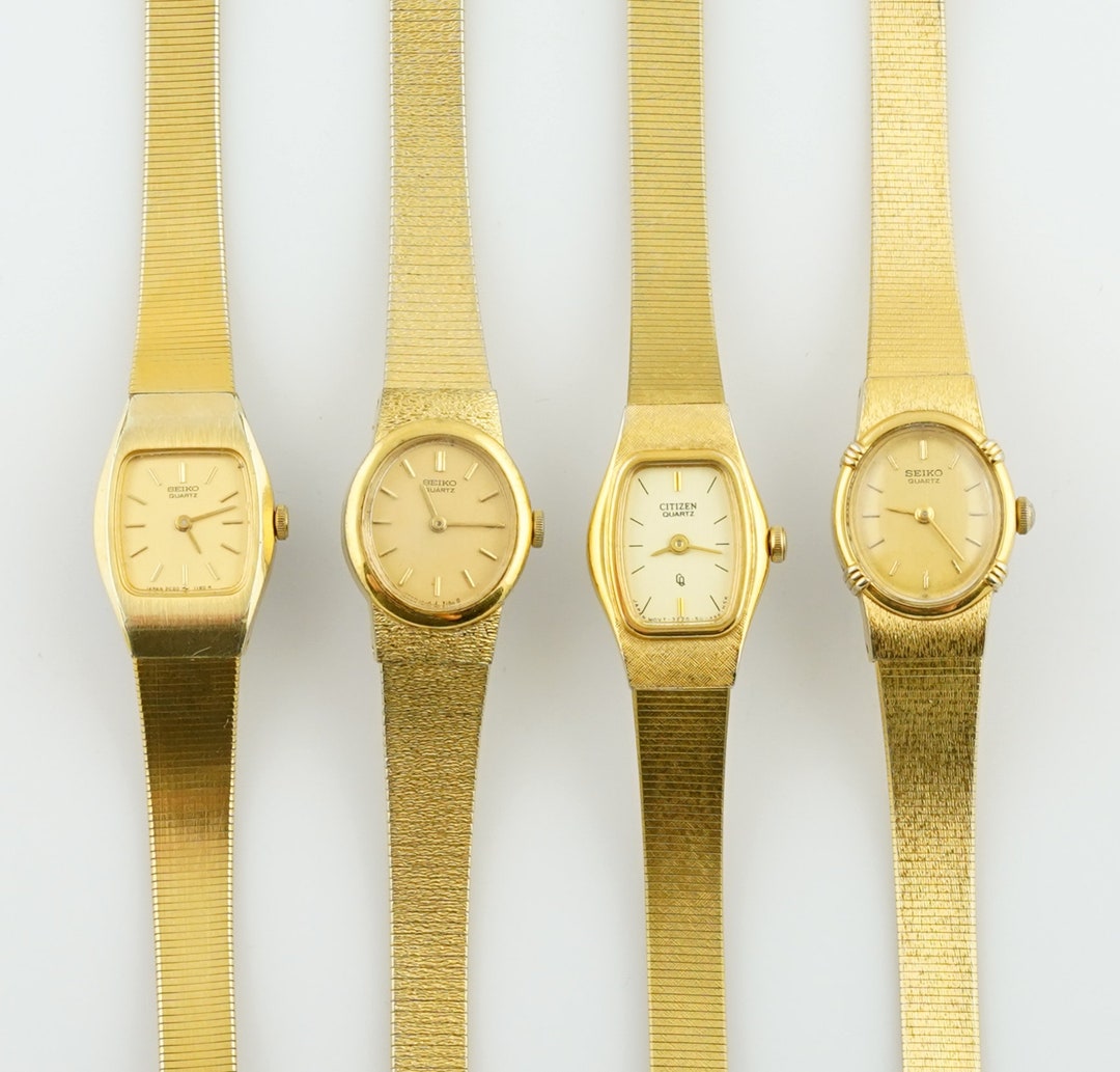 Vintage Women's Seiko Watch, Citizen Gold Colored Womens Watch, Thin ...