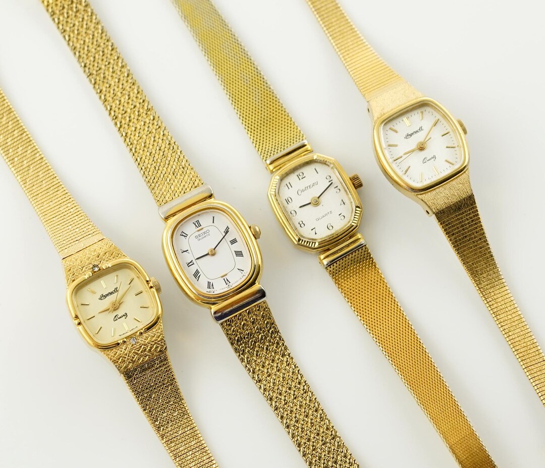 Vintage Seiko Rectangular Gold Tone Cocktail Watch, Ingersoll ...