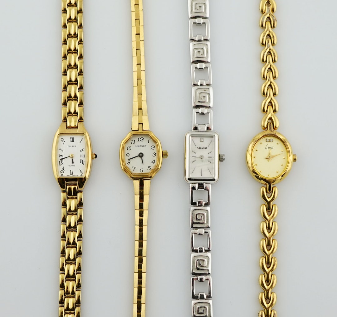 Thin Pulsar Women's Watch, Accurist Gold Tone Womens Watch, Thin Ladies Cocktail Wristwatches ...