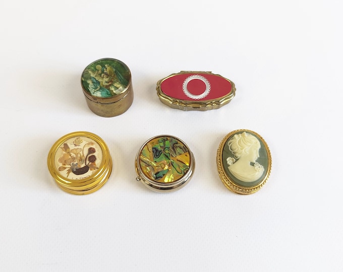 Vintage Pills Boxes With Lid of a Gold Metal, Vintage Copper-based Pill ...