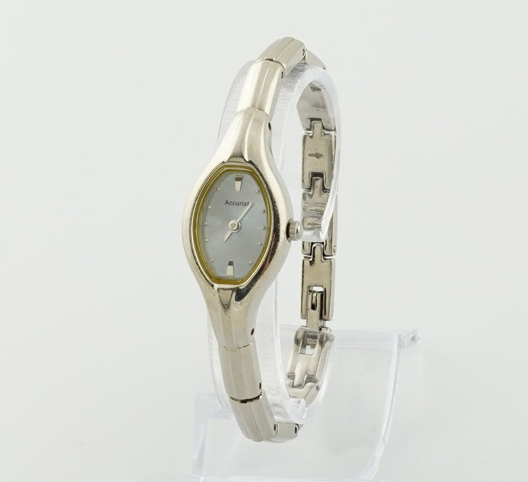 Vintage Thin Bracelet Women's Accurist Watch, Silver Tone Watch, Quartz ...